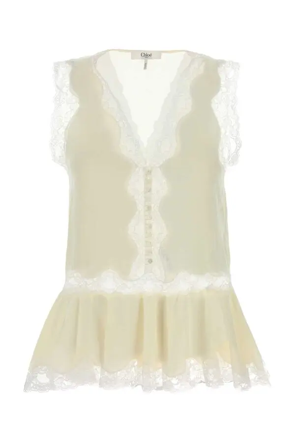 Chloé Ivory Crepe Top
