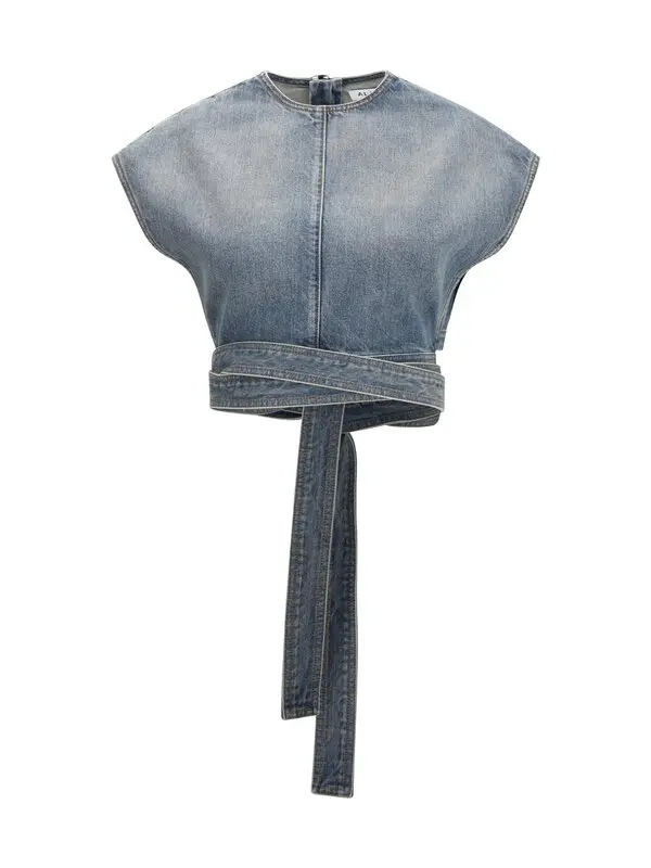 Alaïa Denim Belt Top