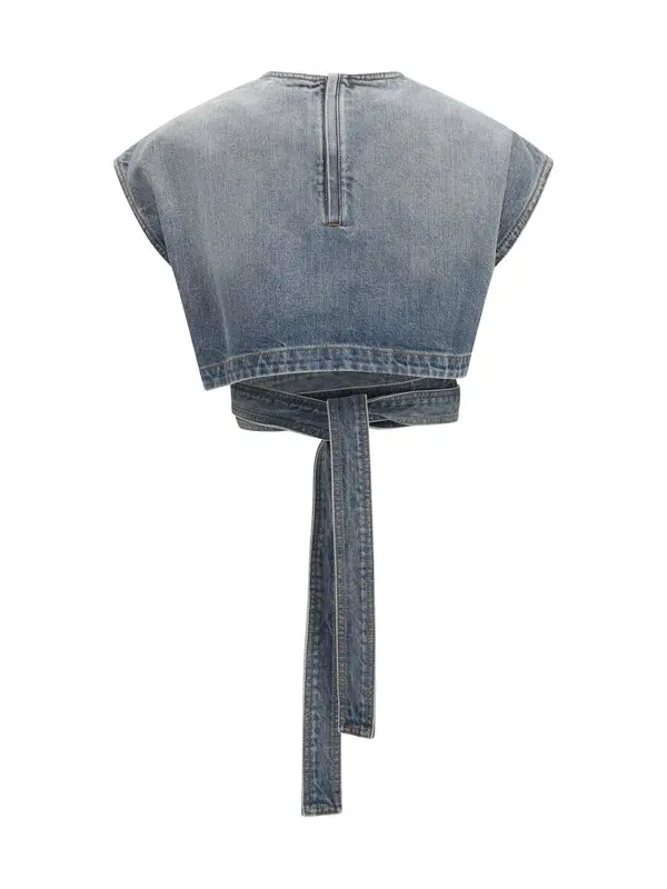 Alaïa Denim Belt Top