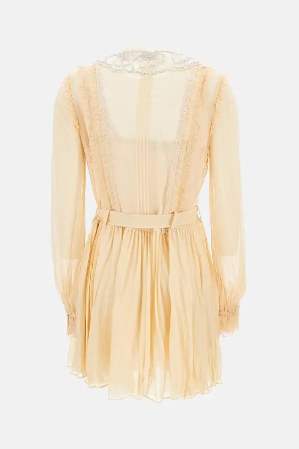 SELF-PORTRAIT Pleated Georgette Mini Dress - Multicolor