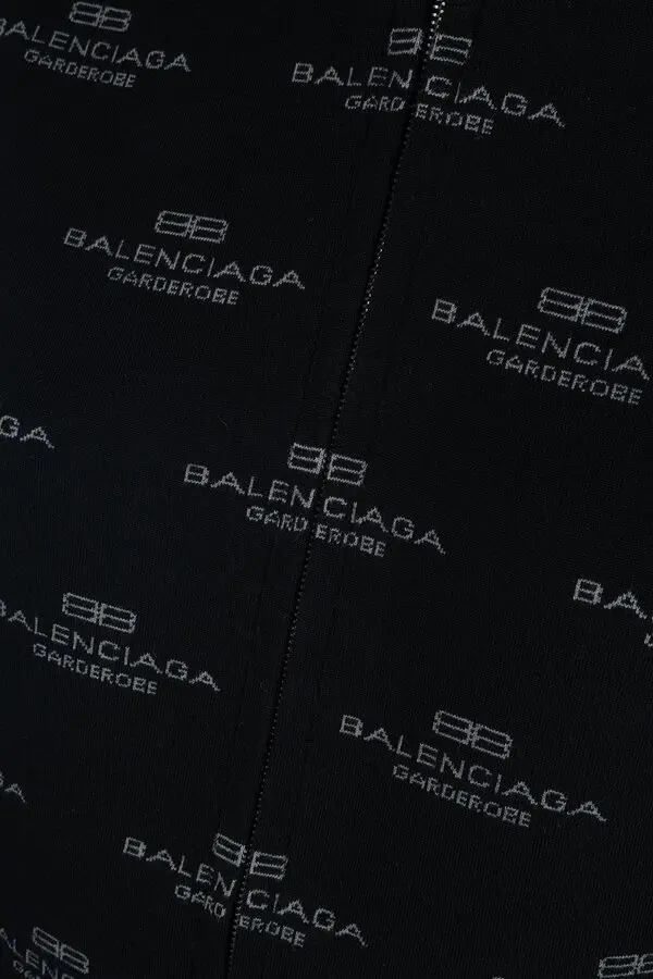 Balenciaga All Over Logo Zip-up Knitwear - Multicolor