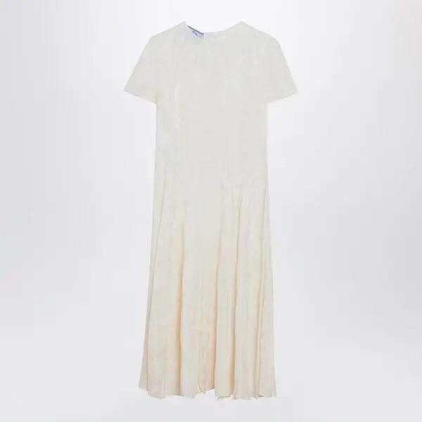 Prada Damask Silk Blend Dress - White