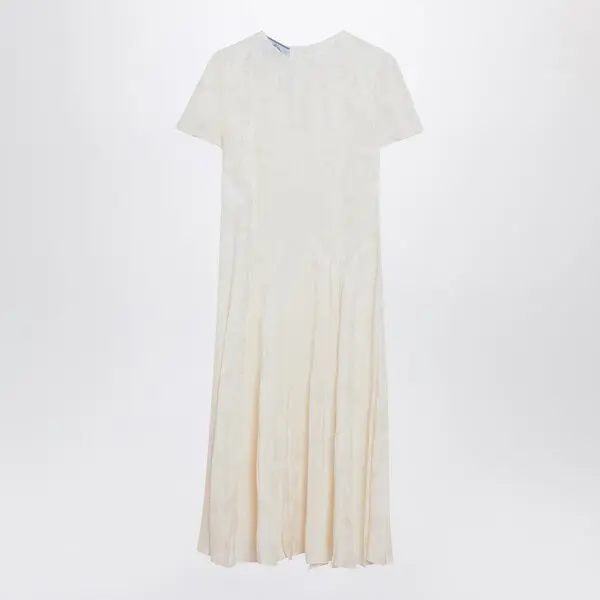 Prada Damask Silk Blend Dress - White