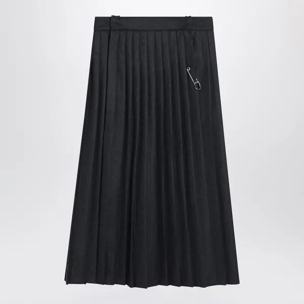 Prada Grey Pleated Wool Skirt - Gray