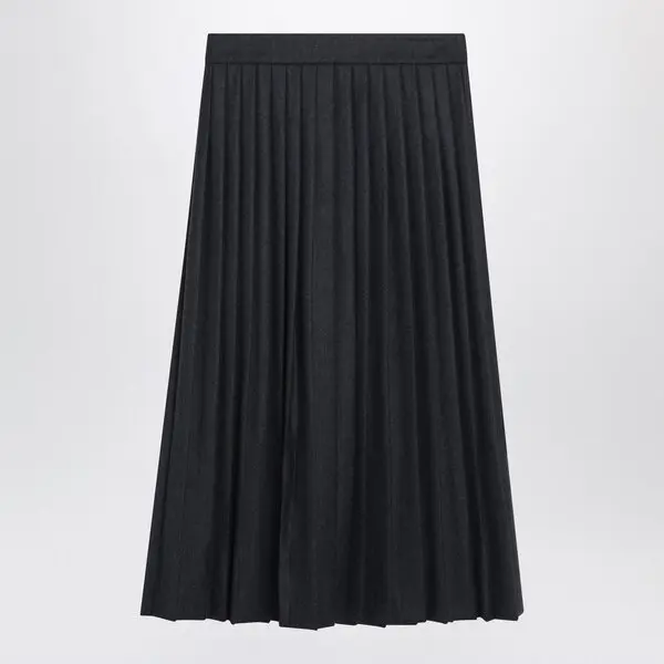 Prada Grey Pleated Wool Skirt