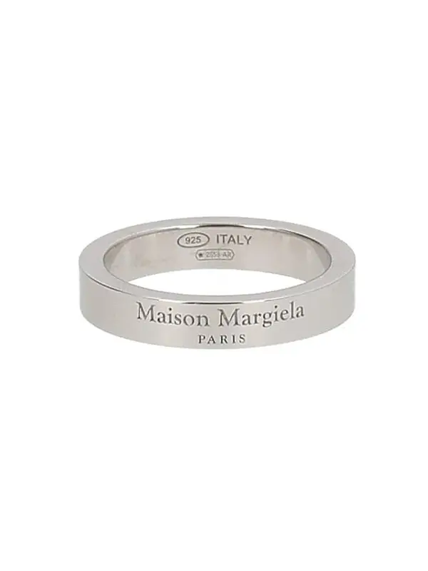 MAISON MARGIELA Anello Con Logo - Silver
