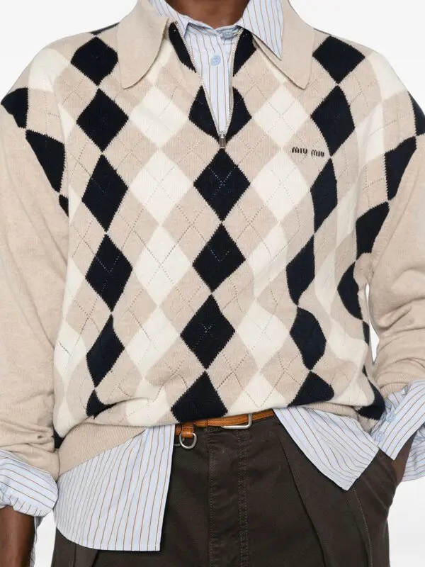 Miu Miu Logo Cashmere Polo Shirt