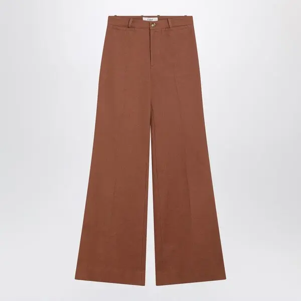 Chloé Flared Cotton Trousers - Cream