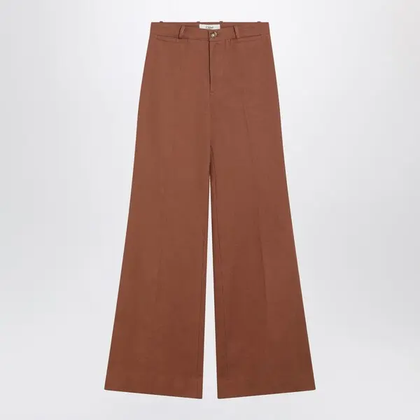 Chloé Flared Cotton Trousers - Cream