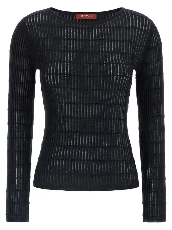 Max Mara Mstpedone Ribbed Knit Sweater - Blue