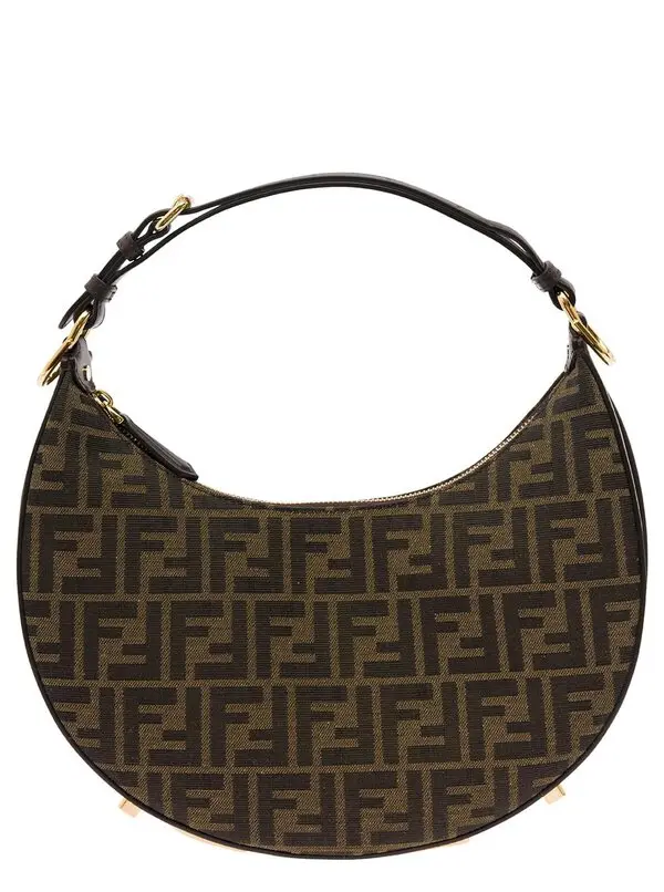 Fendi Handbag Graphy Small With Ff Motif In Brown Jacquard Fabric