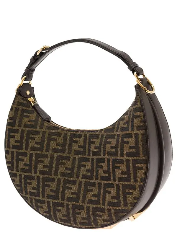 Fendi Handbag Graphy Small With Ff Motif In Brown Jacquard Fabric