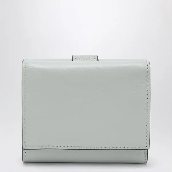 Chloé Paddington Mini Trifold Wallet In Aqua Blue Leather - Gray