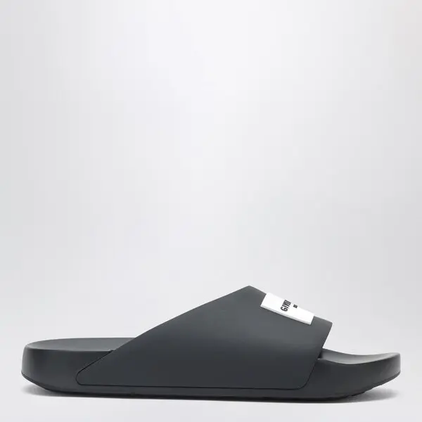 Givenchy Label Flat Mules In Rubber - Black