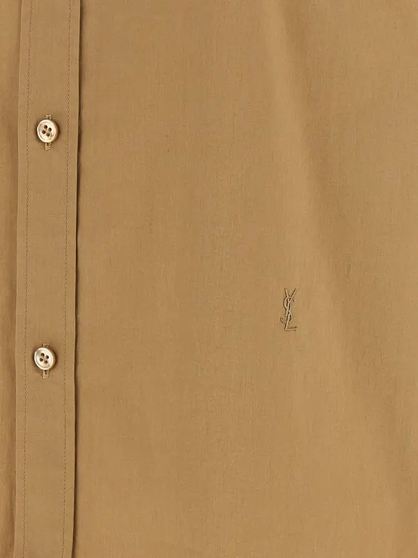 Saint Laurent Cassandre Embroidered Cotton Poplin Shirt