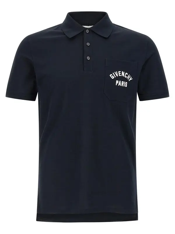 Givenchy Pocket Embroidery Polo Shirt - Blue