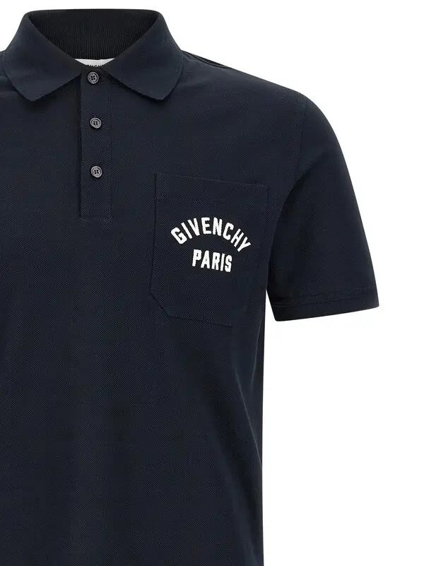 Givenchy Pocket Embroidery Polo Shirt - Blue