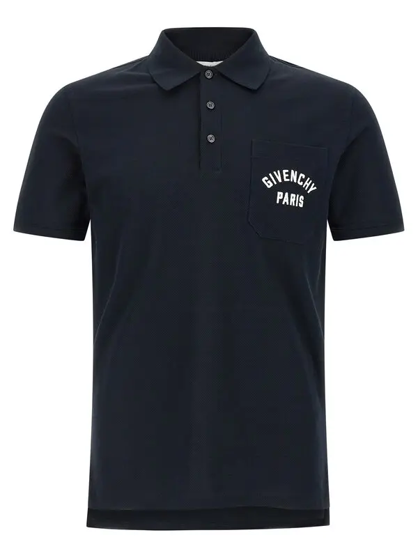 Givenchy Pocket Embroidery Polo Shirt - Blue