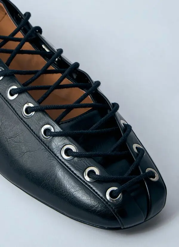 GANNI Oleatex Ballerina Flats - Black