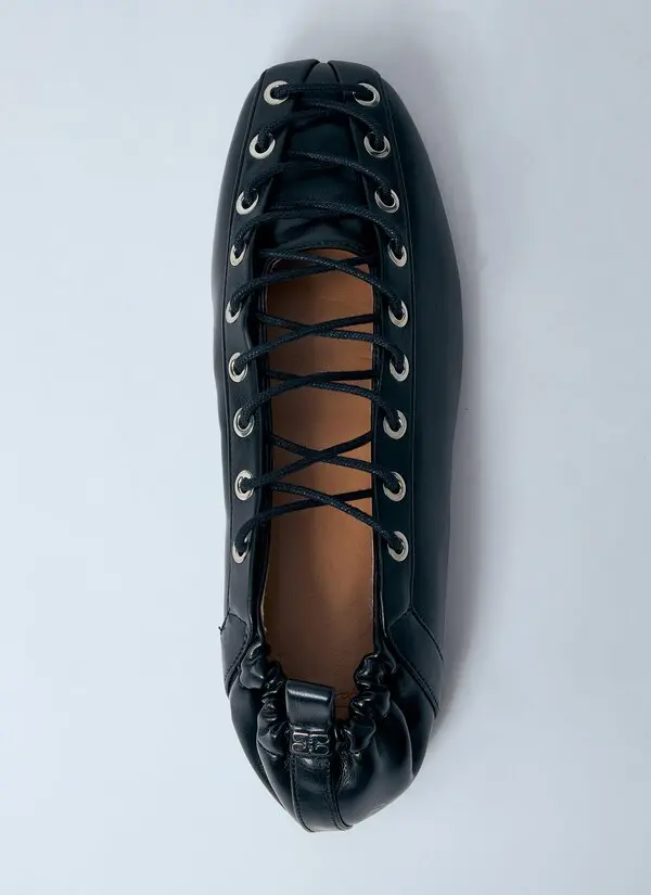 GANNI Oleatex Ballerina Flats - Black