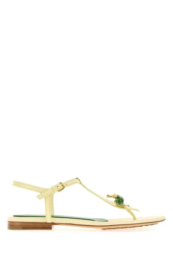 Bottega Veneta Leather Rana Flora Sandals - Yellow