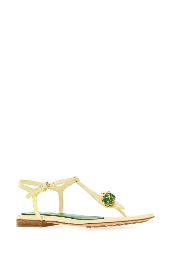 Bottega Veneta Leather Rana Flora Sandals - Yellow
