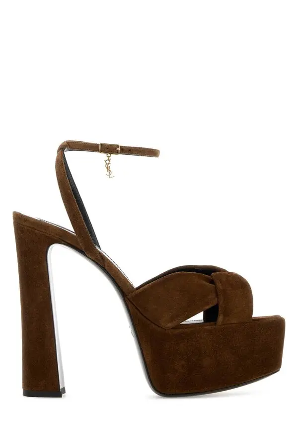 Saint Laurent Suede Franciane Sandals - Brown