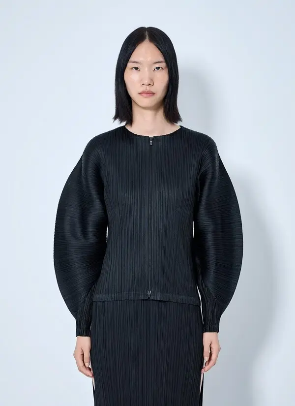 Issey Miyake Pleated Zip-up Top