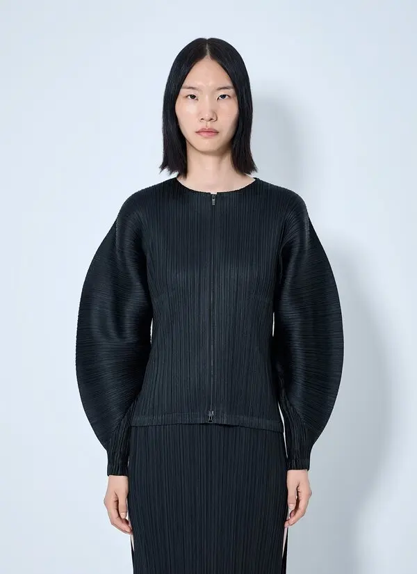 Issey Miyake Pleated Zip-up Top