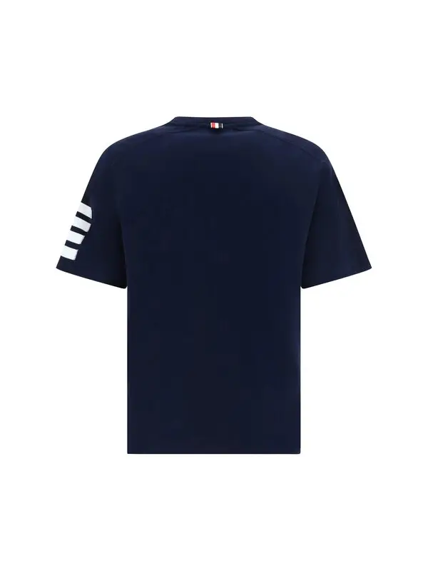 Thom Browne T-shirt With Horizontal Bands - Blue