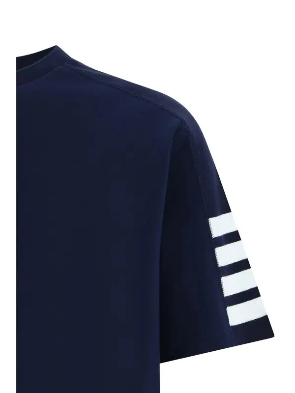 Thom Browne T-shirt With Horizontal Bands - Blue