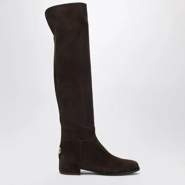 Dolce & Gabbana High Suede Boot In Ebony - Brown