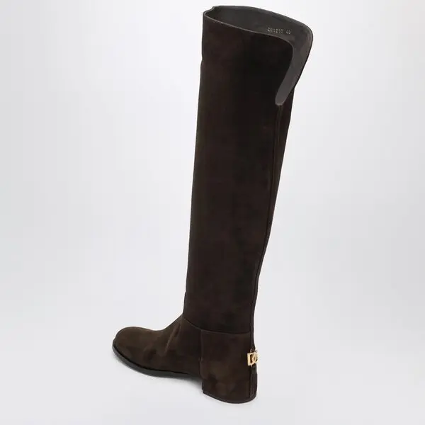Dolce & Gabbana High Suede Boot In Ebony - Brown