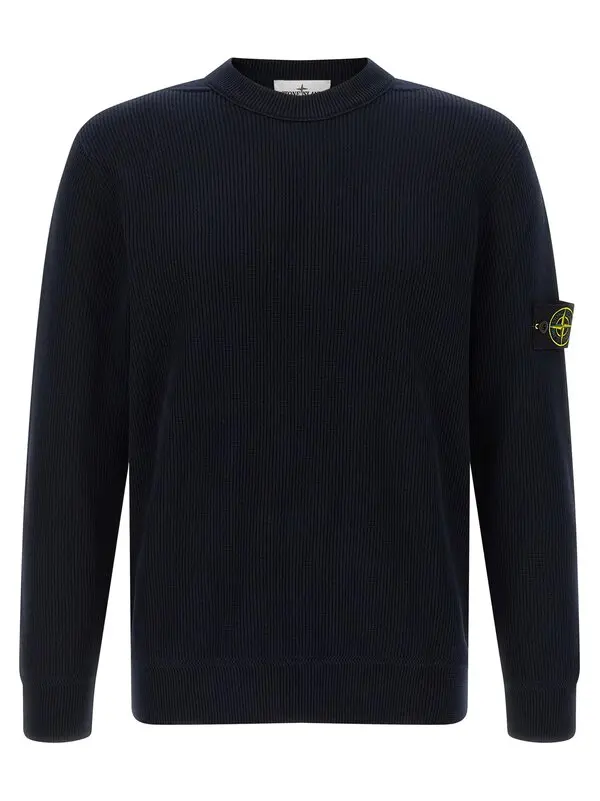 Stone Island Ribbed Cotton Pullover - Blue