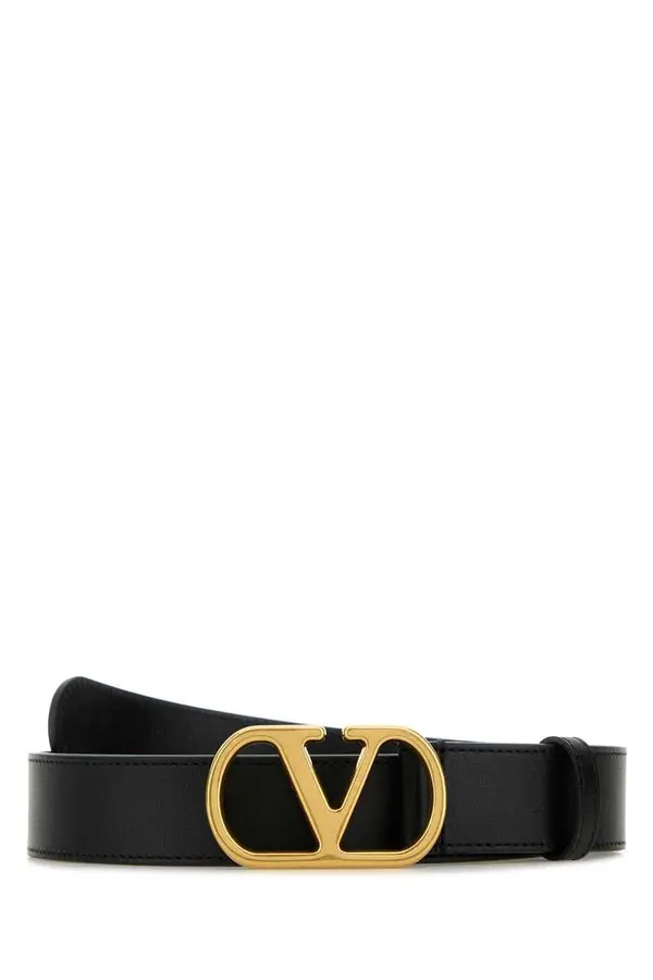 Valentino Garavani Leather Vlogo Belt - Black