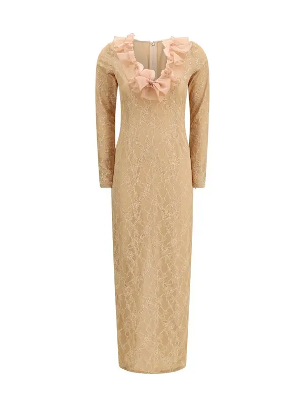 Alessandra Rich Stretch Lace Evening Dress - Pink
