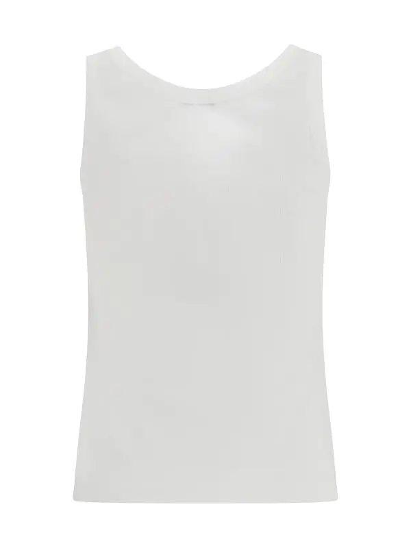 Versace Ribbed Stretch Cotton Tank Top - White