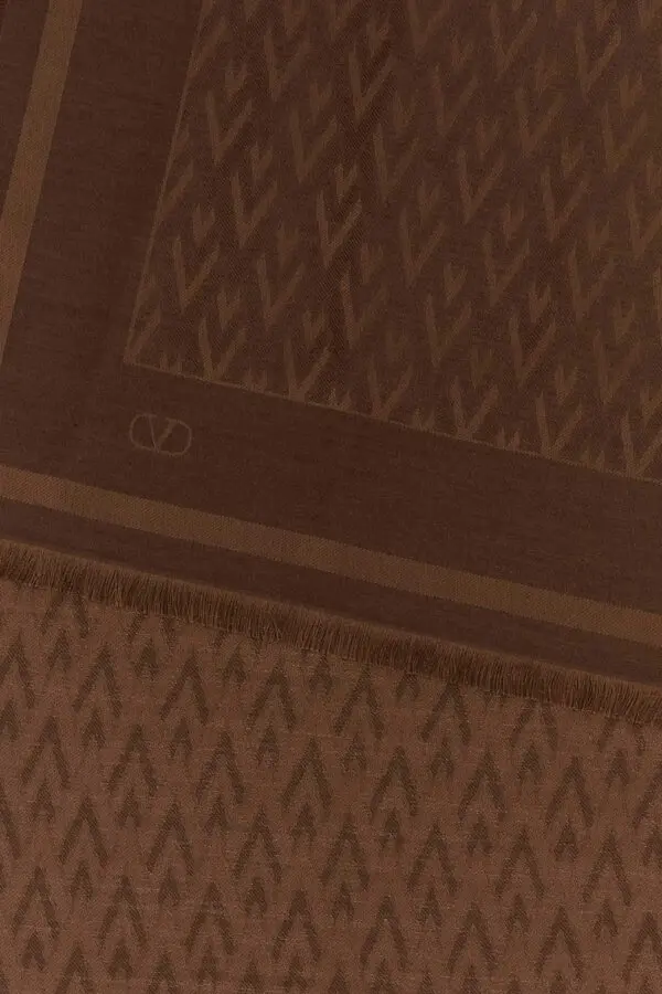 Valentino Garavani Silk Blend Toute La V Scarf - Brown