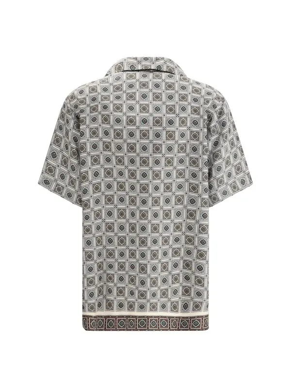 Loro Piana Silk Tile Floral Print Shirt - Multicolor