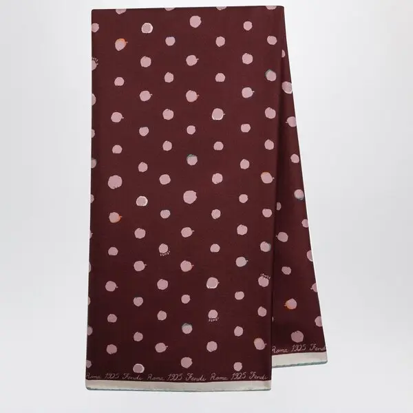 Fendi Pink And Burgundy Silk Falena Dots Foulard - Red