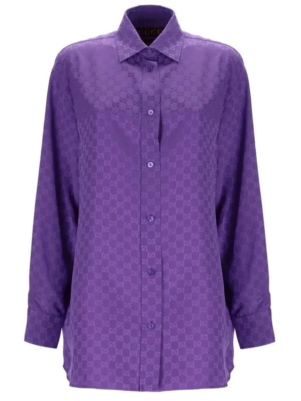 Gucci Shirt With Gg Weave - Purple