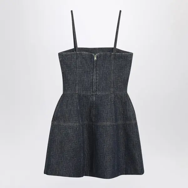 Fendi Dark Ff Denim Bustier Dress