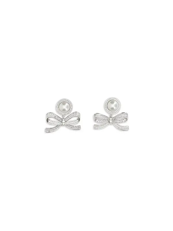 SELF-PORTRAIT Pearl Bow Drop Earrings