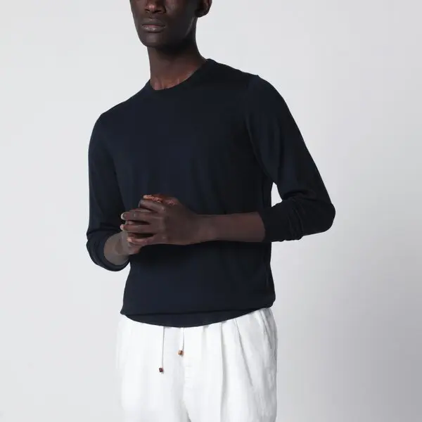 DRUMOHR Navy Wool Crew-neck Sweater