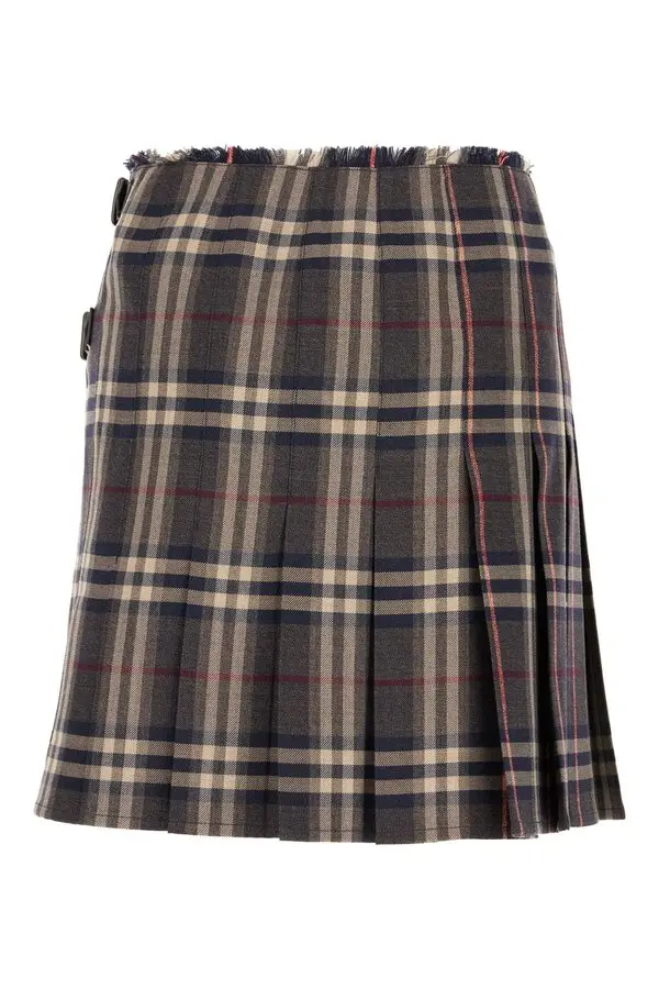 Burberry Pleated Plaid Skirt - Multicolor