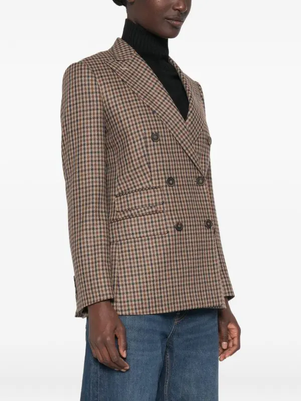 Max Mara Wool Houndstooth Double-breasted Jacket - Multicolor