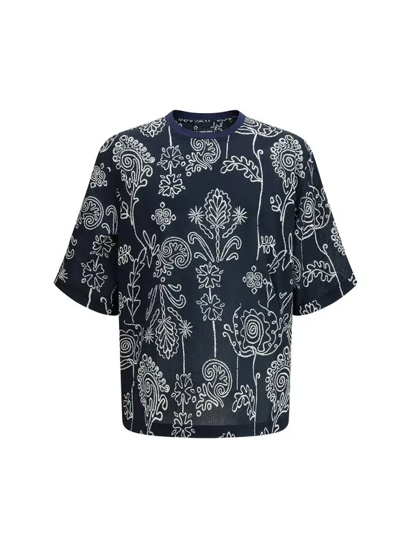Giorgio Armani Cotton T-shirt With All Over Pattern