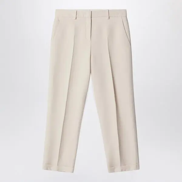 Fendi Beige Wool And Silk Trousers - Cream