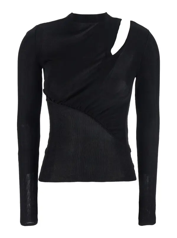 SELF-PORTRAIT Viscose Long-sleeve Cut-out Top - Multicolor