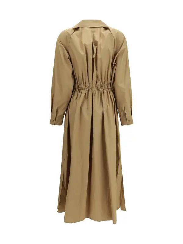 Max Mara Pedaggi Midi Dress In Cotton Poplin - Cream